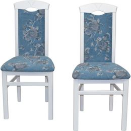 HOFMANN LIVING AND MORE Esszimmerstuhl (Set) 2 Stk. blau Polyester B/H/T: 45cm x 95cm x 49cm, 2 Stk., Polyester Webstoff gemustert