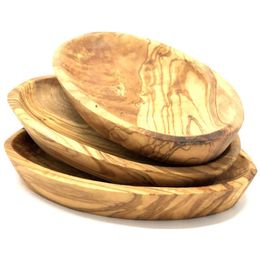 Olivenholz-erleben Dipschale &raquo;oval aus edlem naturbelassenem Olivenholz&laquo; 3 Stk. aus Massivholz Einzigartige Maserung, jede Schale ein Unikat, leichte 