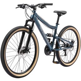 Bikestar Mountainbike 21 Gang Shimano RD-TY300 Schaltwerk Kettenschaltung f&uuml;r Damen und Herren, Kettenschaltung blau 43cm, 27,5 Zoll (69,85cm) Mountainbike