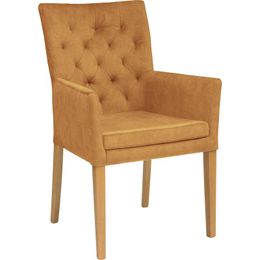 Home Affaire Esszimmerstuhl &raquo;Colorado&laquo; () mit Massivholzgestell gold Holzwerkstoff B/H/T: 60cm x 94,5cm x 60cm, Samtvelours, Beine Eiche