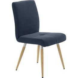 K+w Komfort & Wohnen K+W Komfort & Wohnen 4-Fu&szlig;stuhl &raquo;6411&laquo; () mit Sitzsteppung, Edelstahlgriff am R&uuml;cken, Massivholzbeine blau B/H/T: 48cm x 90cm x 62cm, Aqua Clean