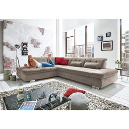 Die PlanBar Ecksofa &raquo;MP-IN17004 L-Form, Breite 323 cm, mit Federkern-Polsterung&laquo; inkl. Sitztiefenverstellung, wahlweise weitere Funktionen beige 100% 