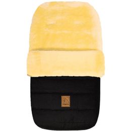 Heitmann Felle Fu&szlig;sack &raquo;Eisb&auml;rchen - Lammfell Winterfu&szlig;sack - Premium Qualit&auml;t&laquo; mit echtem Lammfell, f&uuml;r Kinderwagen, Buggy, 5 Gurtschlitze, waschbar schwarz 