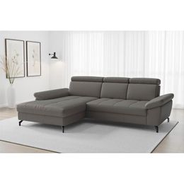 Sit & More sit&more Ecksofa &raquo;Vanity L-Form, B: 264 cm, Leder&laquo; Inkl.Sitz-,Kopf-und Armteilverstellung grau B/H/T: 264cm x 84cm x 181cm, NaturLEDER Stoff, 