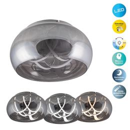 N&auml;ve n&auml;ve LED Deckenleuchte &raquo;Malou&laquo; LED-Modul 1 Stk. warmwei&szlig; - kaltwei&szlig; CCT, Memory, Nachtlicht, dimmbar, Funkfernbedienung, Glas smokey grau 1, &Oslash; 45cm H: