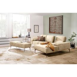 W.Schillig Ecksofa &raquo;run, Designsofa mit tollem Sitzkomfort, L-Form&laquo; mit Holzsockel, F&uuml;&szlig;e in Bronze pulverbeschichtet, Breite 299 cm beige Longlife 