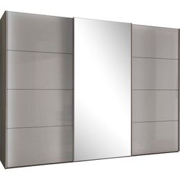 Wiemann Schwebet&uuml;renschrank &raquo;Kos&laquo; mit Spiegelt&uuml;r und Schattenfuge grau Glas, Holzwerkstoff B/H/T: 295,2cm x 217cm x 67cm, T&uuml;ren: 3 Stk.
