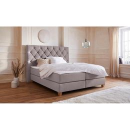 Home Affaire Boxspringbett &raquo;Harmones hoch&laquo; in 3 Breiten, H&auml;rtegrad auch im Mix mit je 1 Matratze in H2 und H3 grau Struktur (100% Polyester) Struktur,