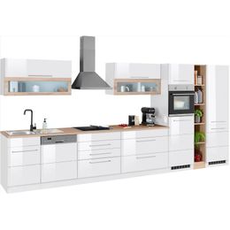 KOCHSTATION K&uuml;chenzeile &raquo;KS-Wien&laquo; Breite 440 cm, wahlweise mit E-Ger&auml;ten und Induktion wei&szlig; B/H/T: 440cm x 60cm, ohne E-Ger&auml;te