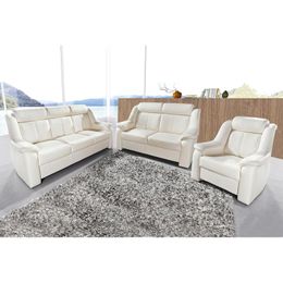 Sit & More sit&more Polstergarnitur &raquo;Basel&laquo; Set, bestehend aus 3-Sitzer + 2-Sitzer + Sessel wei&szlig; Kunstleder NaturLEDER