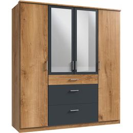 wimex Kleiderschrank &raquo;Click&laquo; mit Spiegel grau B/H/T: 180cm x 199cm x 58cm, T&uuml;ren: 4 Stk.