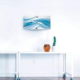 Artland Wanduhr &raquo;Sch&ouml;ne Welle - Abstrakt&laquo; wahlweise mit Quarz- oder Funkuhrwerk, lautlos ohne Tickger&auml;usche blau B/H/T: 60cm x 30cm x 0,3cm, Funkuhr
