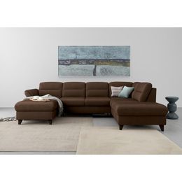Sit & More sit&more Wohnlandschaft &raquo;Mellum U-Form&laquo; Federkern, wahlweise mit Schlaffunktion, Stauraum und Armteilfunktion braun 100% Polyester B/H/T: 306cm x 87cm