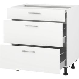 KOCHSTATION Herdumbauschrank &raquo;"KS-Scafa"&laquo; Breite 80 cm, mit zwei Ausz&uuml;gen und einem Schubkasten wei&szlig; wei&szlig;, B/H/T: 80cm x 75cm x 56cm, Schubladen: 1 