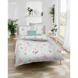 Kaeppel Bettw&auml;sche &raquo;Delicate&laquo; 2 Stk. Mit Blumen gr&uuml;n Interlock-Jersey, Obermaterial: 100% Baumwolle B/L: 155cm x 220cm, 1 Stk., 1 Stk., Interlock-Jersey, B/L:
