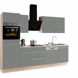 Optifit K&uuml;chenzeile &raquo;Bern&laquo; Breite 270 cm, wahlweise mit E-Ger&auml;ten grau B/H/T: 270cm x 60cm, ohne E-Ger&auml;te