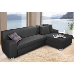Home Affaire Ecksofa &raquo;Anzio, elegant und gem&uuml;tlich, Breite 239cm, L-Form&laquo; wahlweise mit Bettfunktion schwarz B/H/T: 239cm x 75cm x 82cm, Kunstleder 