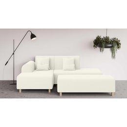 OTTO home Ecksofa &raquo;Suyala&laquo; L-Form mit Hocker beige 100% Polyester B/H/T: 258cm x 85cm x 168cm, Struktur, Recamiere links,mit Hocker