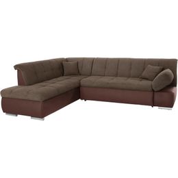 DOMO collection Ecksofa &raquo;MONA 271x213 cm, modern und komfortabel&laquo; whlw. mit Bett- und Armlehnfunktion, L-Form braun Struktur fein 100% Polyester;