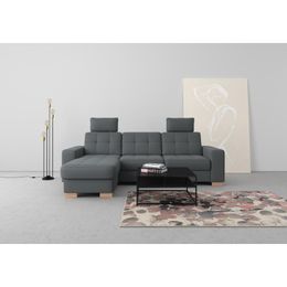 Sit & More sit&more Ecksofa &raquo;Quincy L-Form&laquo; wahlweise mit Schlaffunktion und Bettkasten grau B/H/T: 252cm x 82cm x 161cm, Luxus-Microfaser ALTARA NUBUCK , 