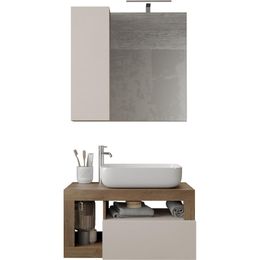 Welltime Badm&ouml;bel-Set &raquo;Hamburg, Badezimmerset 2tlg. Breite 79 cm, Badm&ouml;bel, Waschtisch inkl.&laquo; Spar-Set, 2 Stk. tlg. wei&szlig; Holzwerkstoff B/H/T: 79cmcm x