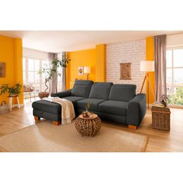 Home Affaire Ecksofa &raquo;Dundee L-Form&laquo; wahlweise mit Kopfteilverstellung und zus&auml;tzlich mit Schlaffunktion grau Luxus-Microfaser Florence (100% 