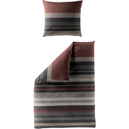 Bierbaum Bettw&auml;sche &raquo;4044&laquo; 2 Stk. Renforce, 100 % Baumwolle, pflegeleicht, gestreift braun Renforc&eacute;, Obermaterial: 100% Baumwolle B/L: 155cm x 220cm, 