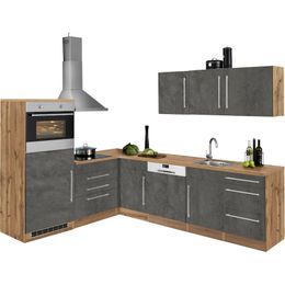 KOCHSTATION Winkelk&uuml;che &raquo;KS-Samos&laquo; Stellbreite 200x270 cm, wahlweise mit E-Ger&auml;ten und Induktion grau B/H/T: 220cm x 200cm x 60cm, ohne E-Ger&auml;te