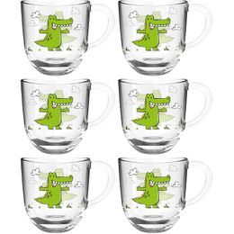 Leonardo Tasse &raquo;BAMBINI Krokodil&laquo; 280 ml, 6-teilig bunt Glas &Oslash; 8,4cm x 9cm, 280ml, 6 Stk.