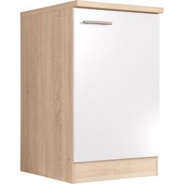 respekta Sp&uuml;lenschrank &raquo;Merle&laquo; Breite 50 cm, Soft-Close, Griffe aus Metall, 85 cm Arbeitsh&ouml;he wei&szlig; Eiche S&auml;gerau Nachbildung, B/H/T: 50cm x 84,8cm x 