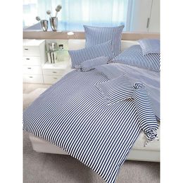 Janine Wendebettw&auml;sche &raquo;modernclassic 3912, 100% Baumwolle&laquo; 2 Stk. mit Rei&szlig;verschluss, Streifen Design blau Mako-Satin, Obermaterial: 100% Baumwolle B/L: 