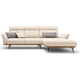 Creation BY ROLF BENZ Ecksofa &raquo;CR.460 Designsofa, verstellbare R&uuml;ckenlehne, hochwertig & bequem&laquo; Sockel in Nussbaum, Winkelf&uuml;&szlig;e in Umbragrau, Breite 