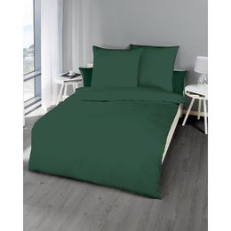 Kaeppel Bettw&auml;sche &raquo;Uni&laquo; 2 Stk. Unifarben gr&uuml;n Feinbiber, Obermaterial: 100% Baumwolle B/L: 135cm x 200cm, 1 Stk., 1 Stk., Feinbiber, B/L: 80cm x 80cm, 2 Stk.
