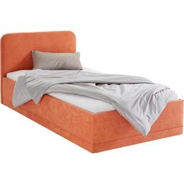 Westfalia Schlafkomfort Polsterbett inkl. Bettkasten bei Ausf&uuml;hrung mit Matratze orange Bezug Bett: wahlweise Microfaser (100% Polyester), Strukturstoff (77% Polyester, 23% 