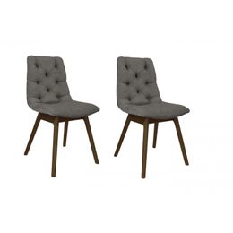 OTTO home Esszimmerstuhl &raquo;Ramon&laquo; (Set) 2 Stk.mit Massivholzbeinen, in verschiedenen Farben und Stoffen grau Holzwerkstoff, Massivholz, Polyester B/H/T