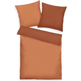 Tom Tailor HOME Bettw&auml;sche &raquo;TWO-TONE SOLID COLORS in Gr. 135x200cm, 155x220cm oder 200x220cm&laquo; 2 Stk. new bedroom, Doppelnaht am Kissen beige Satin, 