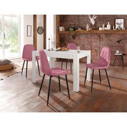 OTTO home Essgruppe Set, 5 Stk. tlg. mit Esstisch 120 cm breit rosa B/H/T: 120cm