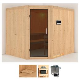 Karibu Sauna &raquo;Marit&laquo; Set, Ofen 9 KW externe Strg easy beige Saunaofen, externe Steuerung, 9 kW