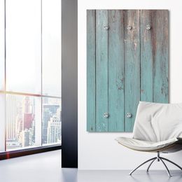 queence Garderobenleiste &raquo;Barney&laquo; Wand Garderobe, Vintage, Holz Optik, platzsparend blau Acrylglas B/H/T: 80cm x 120cm x 3cm