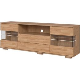 OTTO home Sideboard &raquo;VETRO Teilmassiv, Fronten Massivholz, Wohnzimmer, Stauraum,Griffmulde&laquo; B/T/H:180/40/63cm, 2Schubladen, 4 geschlossene & 2 offene 