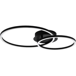 Eglo LED Deckenleuchte &raquo;Palmaves Deckenlampe, schwarzes Aluminium, Nachtlicht, Rund&laquo; LED-Board 1 Stk. Warmwei&szlig; minimalistisch, zeitlos, flache Bauform