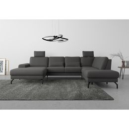 Sit & More sit&more Wohnlandschaft &raquo;Cinturo U-Form&laquo; inklusive Sitztiefenverstellung und Federkern, Sitzh&ouml;he 48 cm grau B/H/T: 345cm x 91cm x 226cm, Luxus-