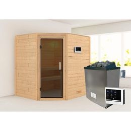 Karibu Sauna &raquo;Mia (Fronteinstieg)&laquo; Ofen 9 KW externe Strg easy beige (ohne Ofen)