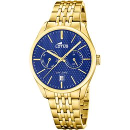 Lotus Herren Multifunktionsuhr &raquo;Multifuncion&laquo; Quarzuhr, Armbanduhr, Herrenuhr, Edelstahlarmband, analog, Tag gold Einheitsgr&ouml;&szlig;e