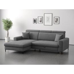 Trends by HG Ecksofa &raquo;Nizza, L-Form, B: 250cm&laquo; mit Schlaffunktion und Bettkasten grau 92% Polyester;8% Nylon B/H/T: 250cm x 104cm x 166cm, Struktur, 