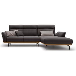 Creation BY ROLF BENZ Ecksofa &raquo;CR.460 Designsofa, verstellbare R&uuml;ckenlehne, hochwertig & bequem&laquo; Sockel in Nussbaum, Winkelf&uuml;&szlig;e in Umbragrau, Breite 