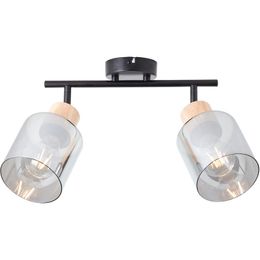 Brilliant Deckenstrahler &raquo;Weald&laquo; E27 1 Stk. Deckenspot mit rauchfarbenen Glas Schirmen - 2 x E27 max. 40 W schwarz 2, H: 23cm, 1 Stk.
