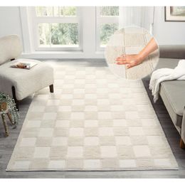 OTTO home Teppich &raquo;Belion, Hoch-Tief-Struktur, Karo-Muster&laquo; rechteckig 19 mm H&ouml;he leichter Glanz, Schachbrettmuster, Modern, Wohnzimmer, Schlafzimmer 