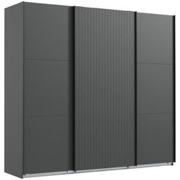wimex Schwebet&uuml;renschrank &raquo;Andorra by fresh to go&laquo; Mit 3D-Leisten f&uuml;r Akustikpaneel-Optik schwarz Holzwerkstoff Graphit, B/H/T: 250cm x 216cm x 65cm, T&uuml;ren: