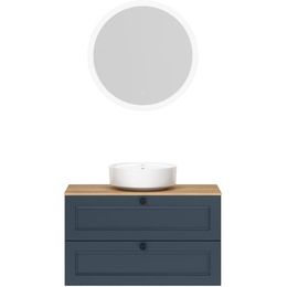 Nobilia Badm&ouml;bel-Set &raquo;Cascada&laquo; Set, inkl. Aufsatzwaschbecken und beleuchtetem Spiegel mit Touch-Sensor, 2 Stk. tlg. B/H/T: 100cmcm x 187cmcm x 